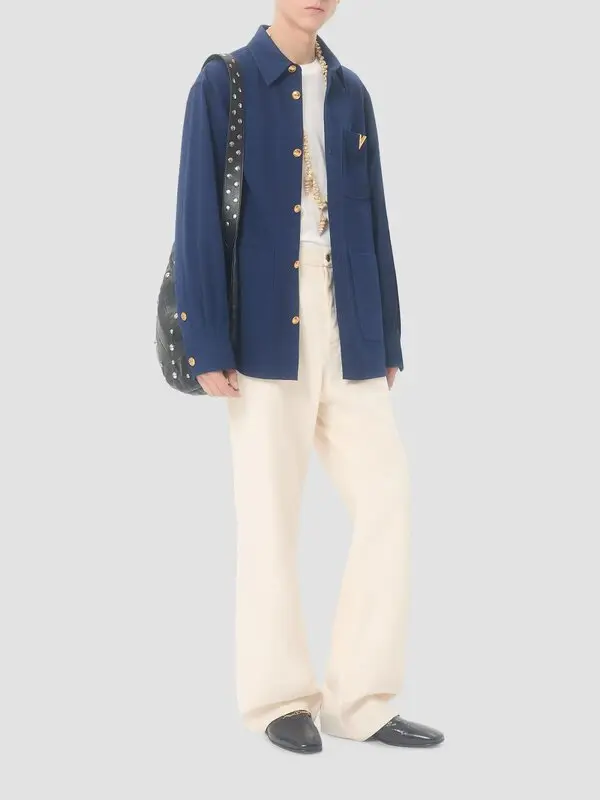 Valentino Garavani Gabardine Shirt Jacket With Vgold