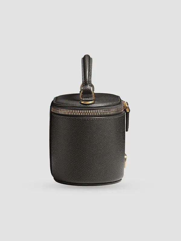 Valentino Garavani Vlogo Signature Mini Vanity Bag In Grainy Calfskin - Black