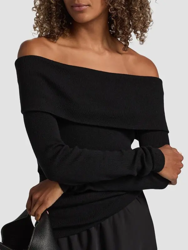 LISA YANG Claudina Cotton-cashmere Off-the-shoulder Top