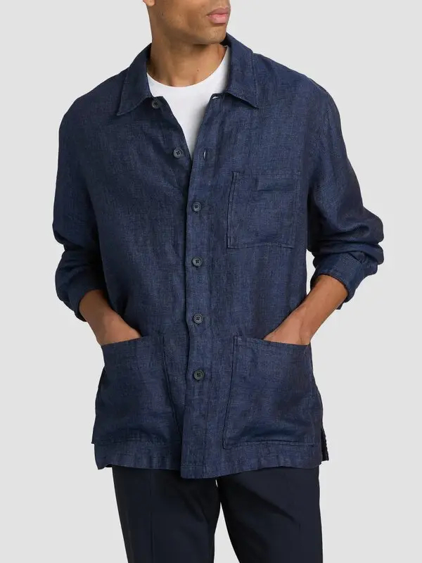 SAKS FIFTH AVENUE Linen Patch Pocket Overshirt