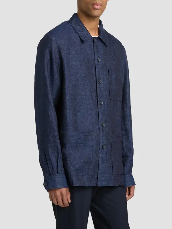 SAKS FIFTH AVENUE Linen Patch Pocket Overshirt