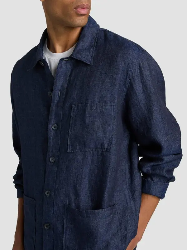 SAKS FIFTH AVENUE Linen Patch Pocket Overshirt