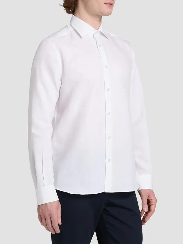SAKS FIFTH AVENUE Collection Cotton-linen Shirt - White