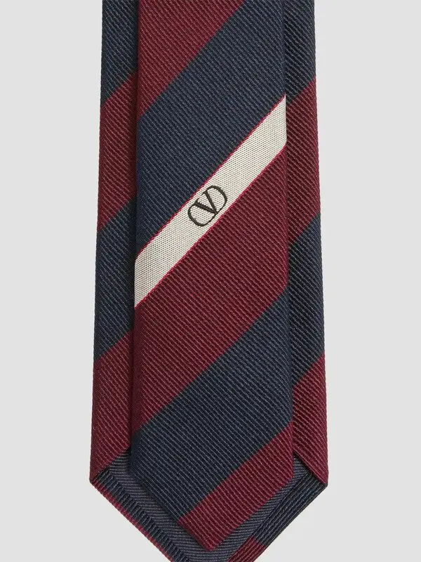 Valentino Garavani Valentie Jacquard Regital Silk Tie - Blue Maroon