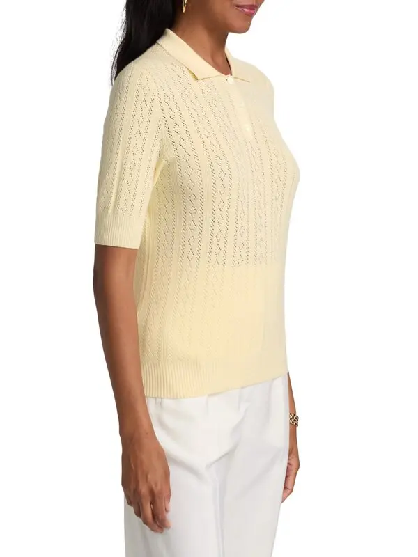 LISA YANG Cristine Pointelle-knit Cotton-cashmere Polo Sweater