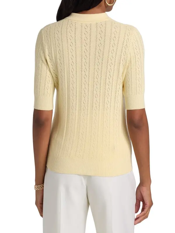 LISA YANG Cristine Pointelle-knit Cotton-cashmere Polo Sweater