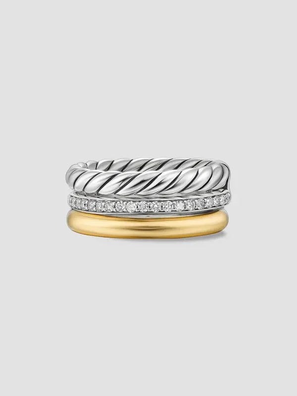 David Yurman Dy Mercer Three Row Ring In Sterling Silver