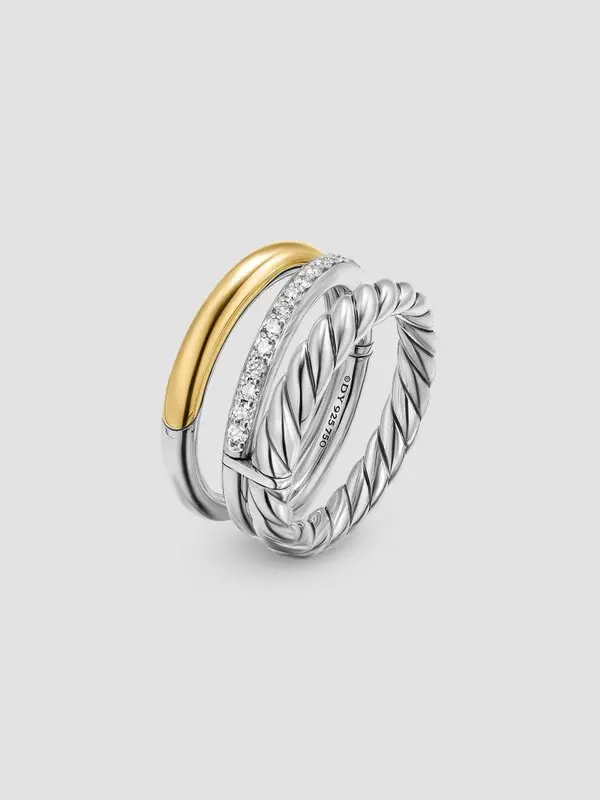 David Yurman Dy Mercer Three Row Ring In Sterling Silver