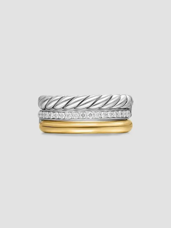 David Yurman Dy Mercer Three Row Ring In Sterling Silver