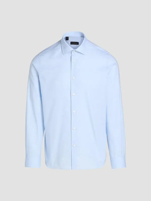 SAKS FIFTH AVENUE Collection Mélange Cotton Sport Shirt - Blue