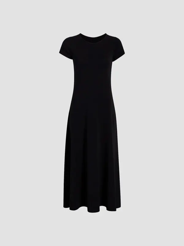 Another Tomorrow Fitted Tee Dress - Black