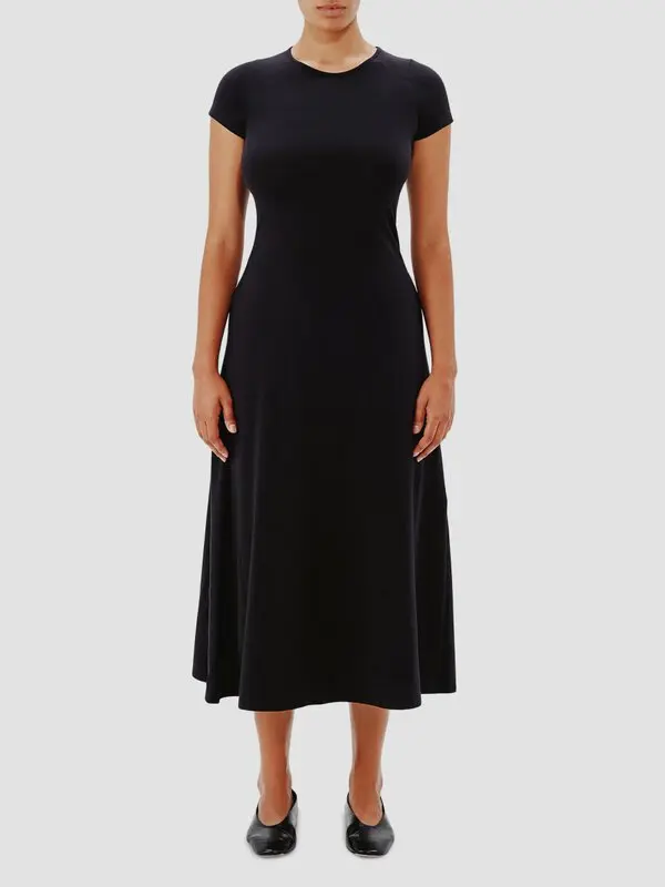 Another Tomorrow Fitted Tee Dress - Black