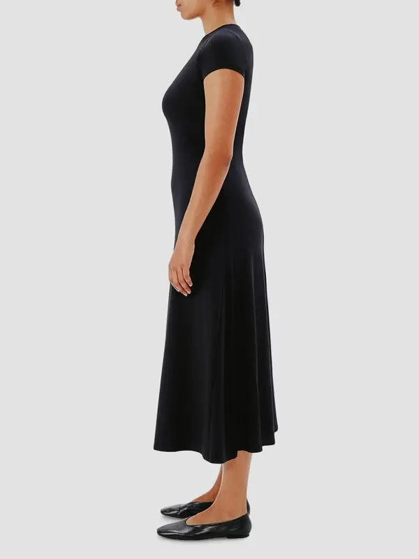 Another Tomorrow Fitted Tee Dress - Black