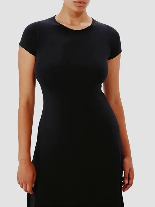Another Tomorrow Fitted Tee Dress - Black