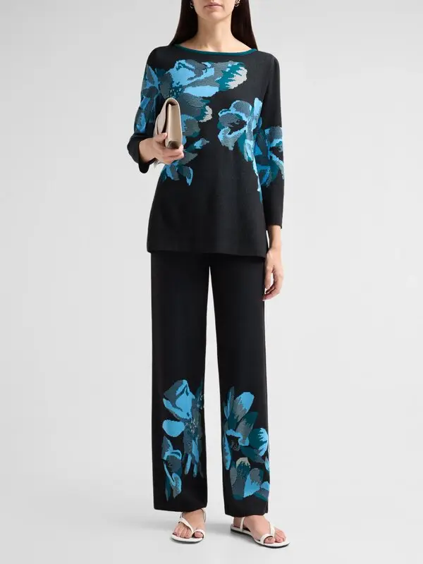 Ming Wang Floral Jacquard Tunic Top