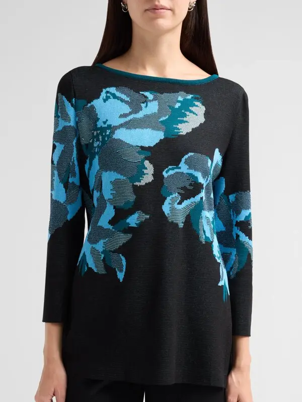 Ming Wang Floral Jacquard Tunic Top