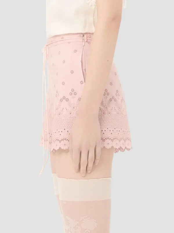 Valentino Garavani Sangallo Shorts With Fleur A Jours Daisy Motif