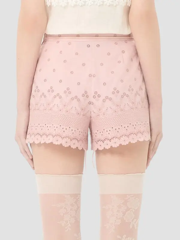 Valentino Garavani Sangallo Shorts With Fleur A Jours Daisy Motif