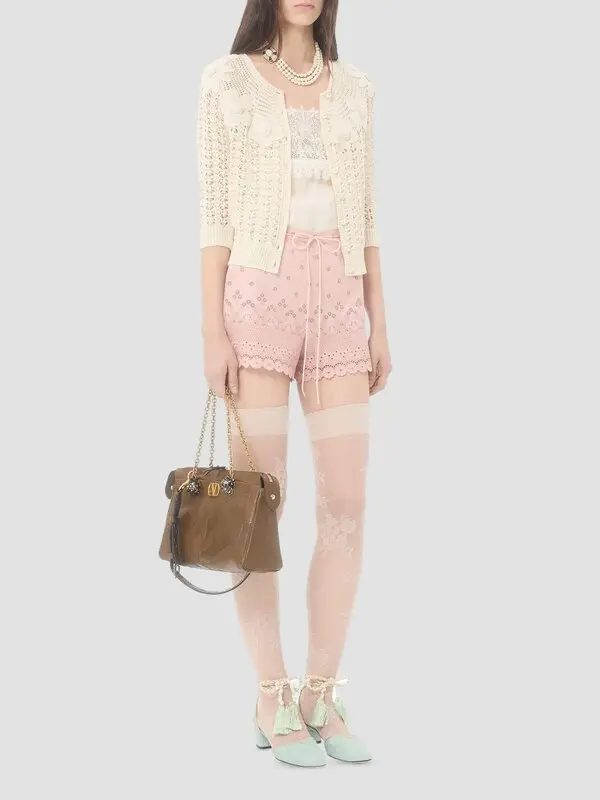 Valentino Garavani Sangallo Shorts With Fleur A Jours Daisy Motif