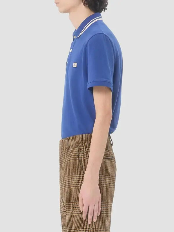 Valentino Garavani Logo Patch Cotton Piqué Polo Shirt