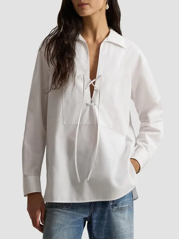 Polo Ralph Lauren Lace-up Bib Cotton Shirt