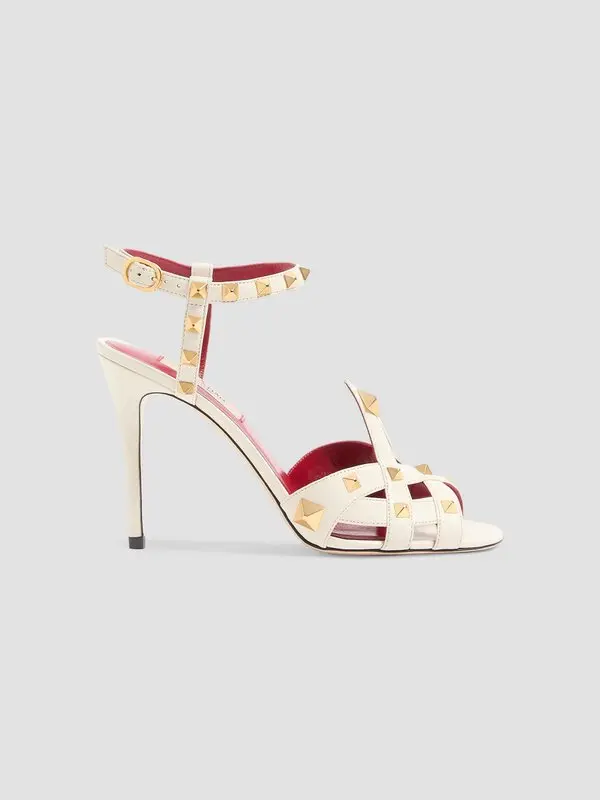 Valentino Garavani Studdy 100mm Kidskin Sandals - Ivory