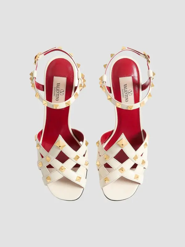 Valentino Garavani Studdy 100mm Kidskin Sandals - Ivory