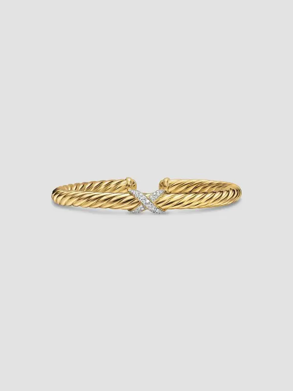 David Yurman Cablespira Flex X Bracelet In 18k Yellow Gold - Diamond