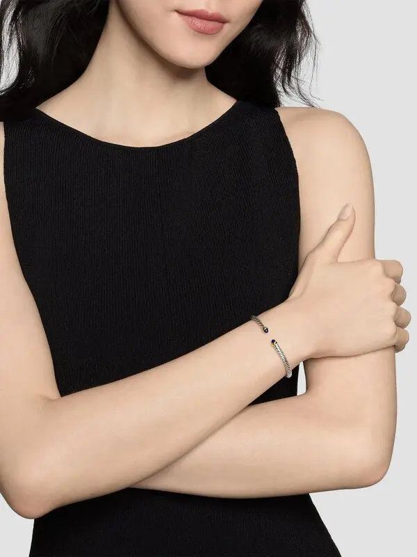 David Yurman Cable Flex Bracelet In Sterling - Lapis Lazuli