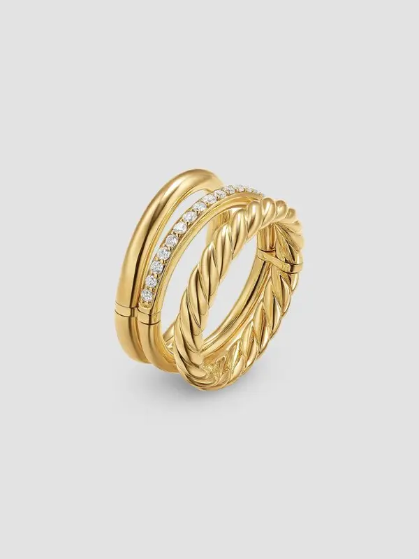 David Yurman Dy Mercer Three Row Ring In 18k Yellow