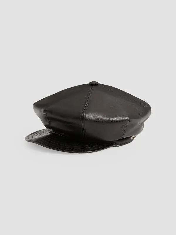 Valentino Garavani Vlogo Signature Leather Cap