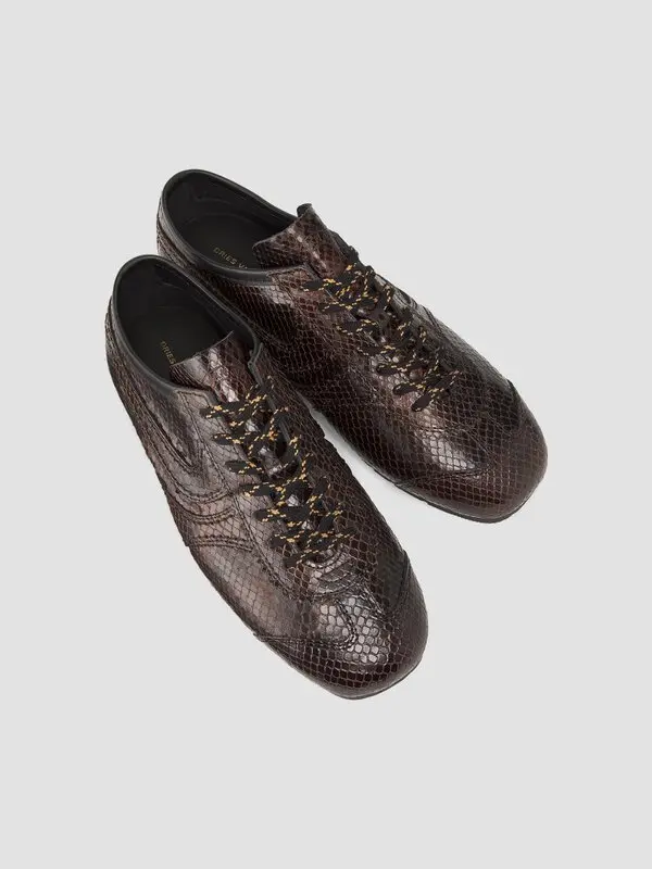 Dries Van Noten Snake-embossed Leather Sneakers
