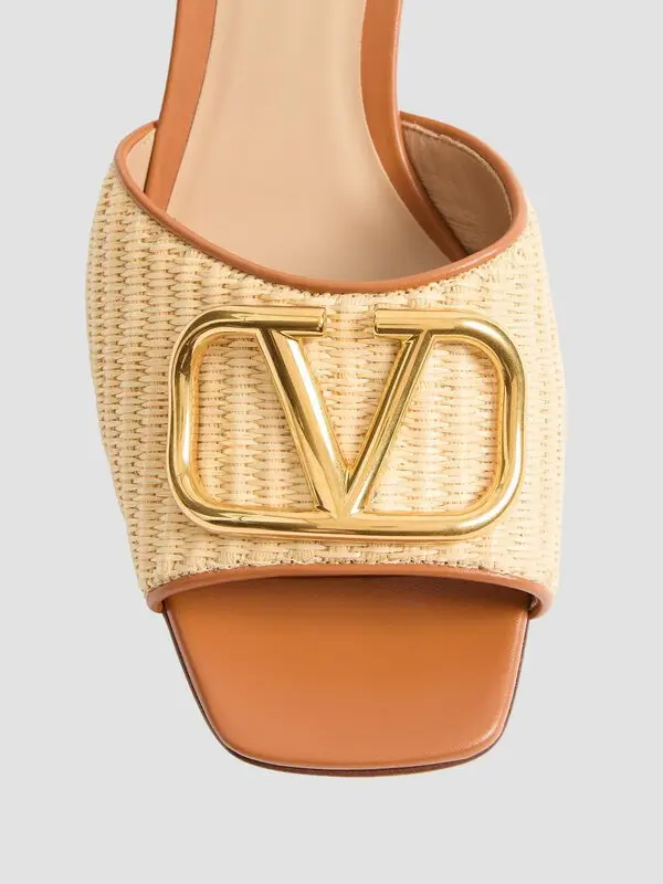 Valentino Garavani Vlogo Signature 60mm Slide Sandals In Raffia