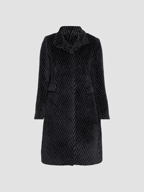 CHIARULLI Feronia Alpaca-blend Chevron Coat - Black