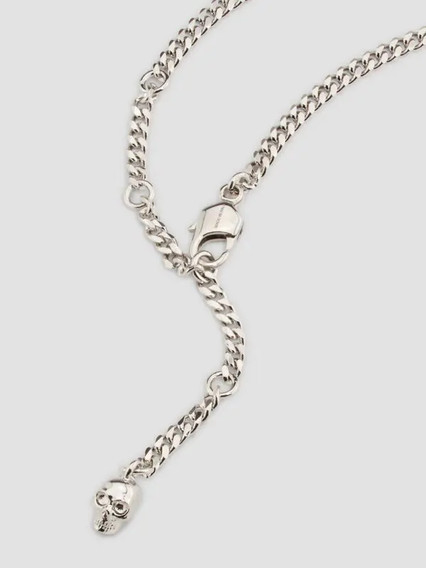 Alexander McQueen Silvertone & Glass Crystal Logo Necklace