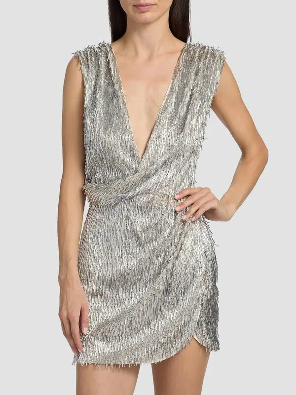 AKNVAS Eline Sequined Wrap Minidress