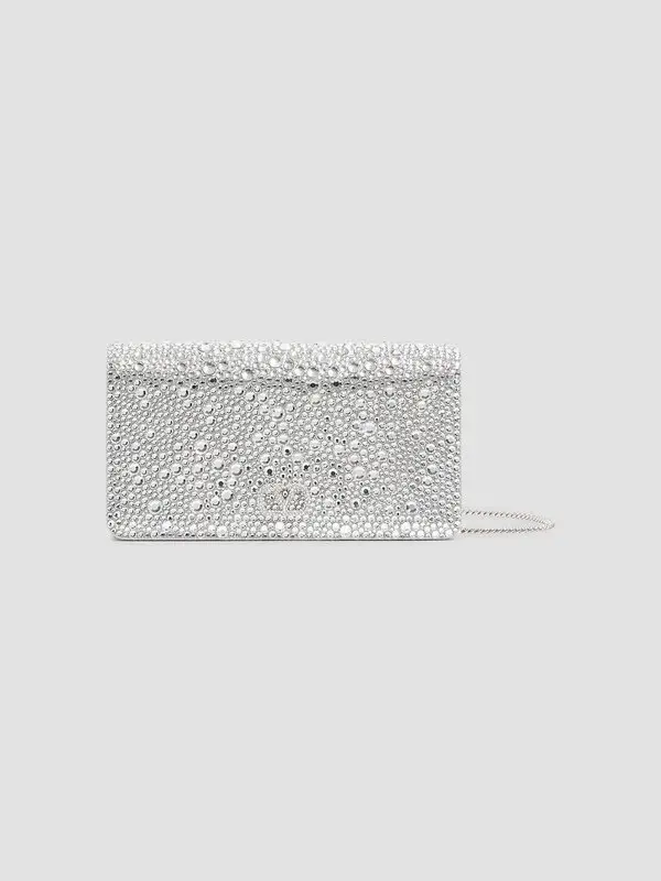 Valentino Garavani Vlogo Signature Mini Shoulder Bag With Sparkling Embroidery - Crystal