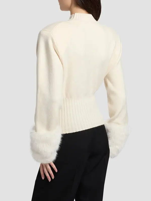 Ronny Kobo Jenner Faux-fur Cuff Knit Top