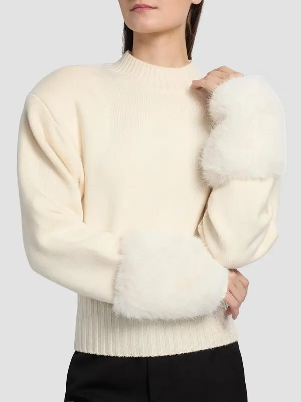 Ronny Kobo Jenner Faux-fur Cuff Knit Top