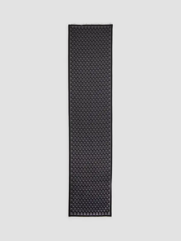 Alexander McQueen Skull Monogram Wool-blend Scarf - Black Medium Grey