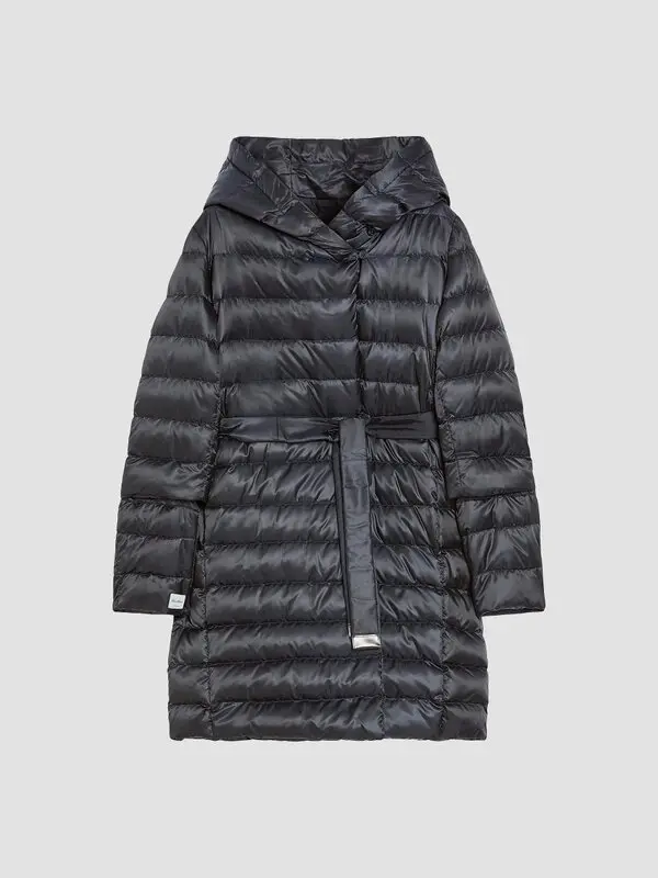 Max Mara Reversible Down Jacket In Water Repellent Satin - Midnightblue