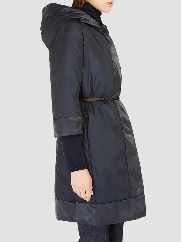 Max Mara Reversible Down Jacket In Water Repellent Satin - Midnightblue
