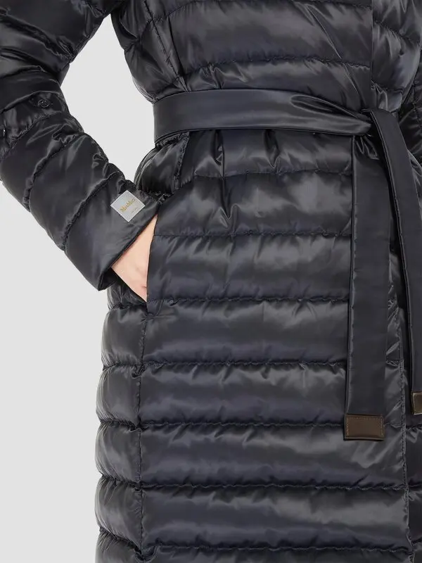 Max Mara Reversible Down Jacket In Water Repellent Satin - Midnightblue