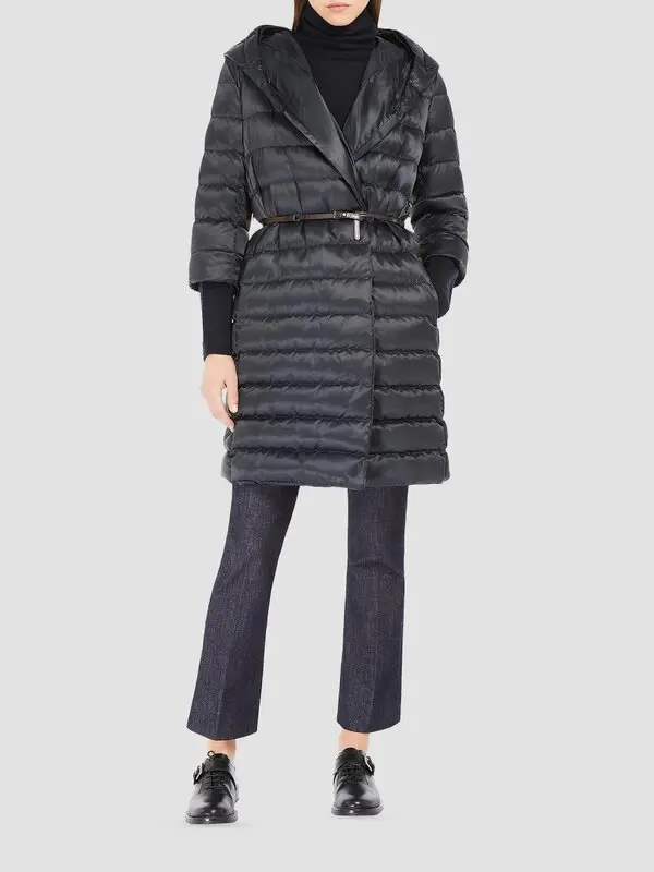 Max Mara Reversible Down Jacket In Water Repellent Satin - Midnightblue