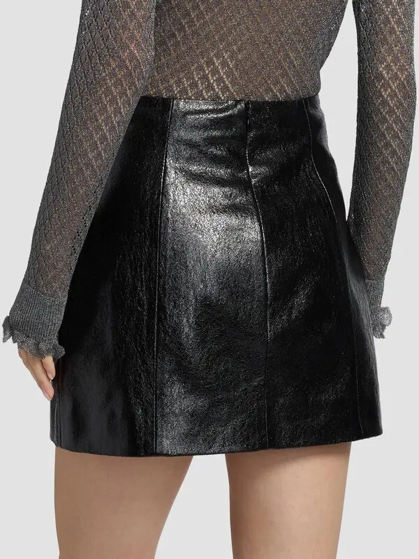 AKNVAS Cherry Metallic Faux-leather A-line Miniskirt
