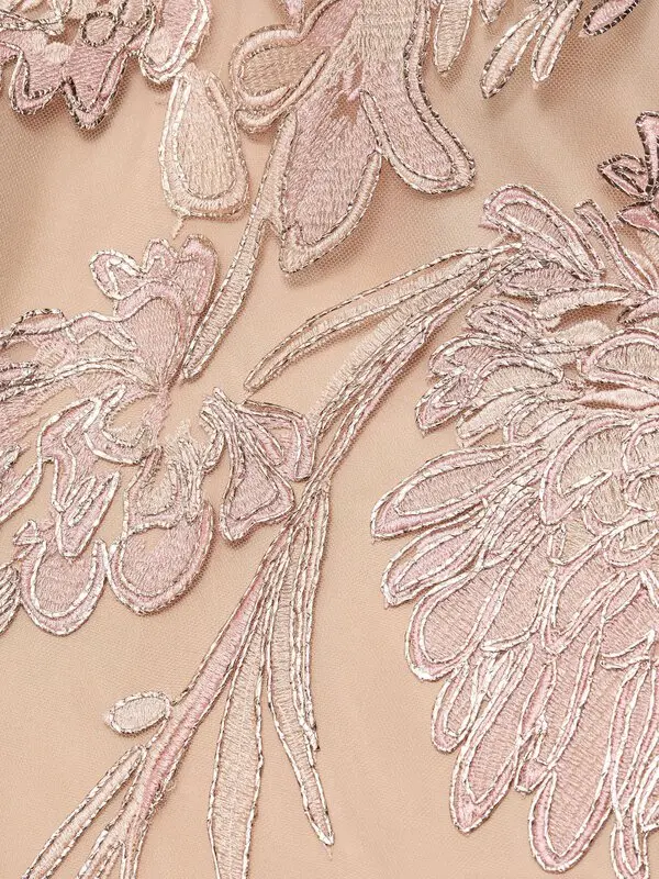 Naeem Khan Floral Embroidered Strapless Cocktail Dress