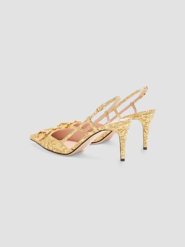 Valentino Garavani Vlogo Signature 80mm Slingback Pumps In Cloqué Jacquard Fabric