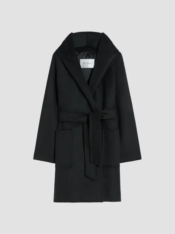 Max Mara Rialto Hair Hooded Wrap Coat - Black