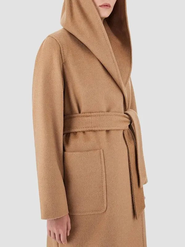 Max Mara Rialto Hair Hooded Wrap Coat - Camel