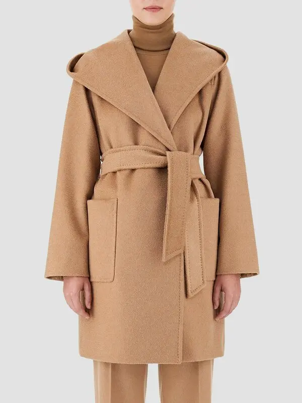 Max Mara Rialto Hair Hooded Wrap Coat - Camel
